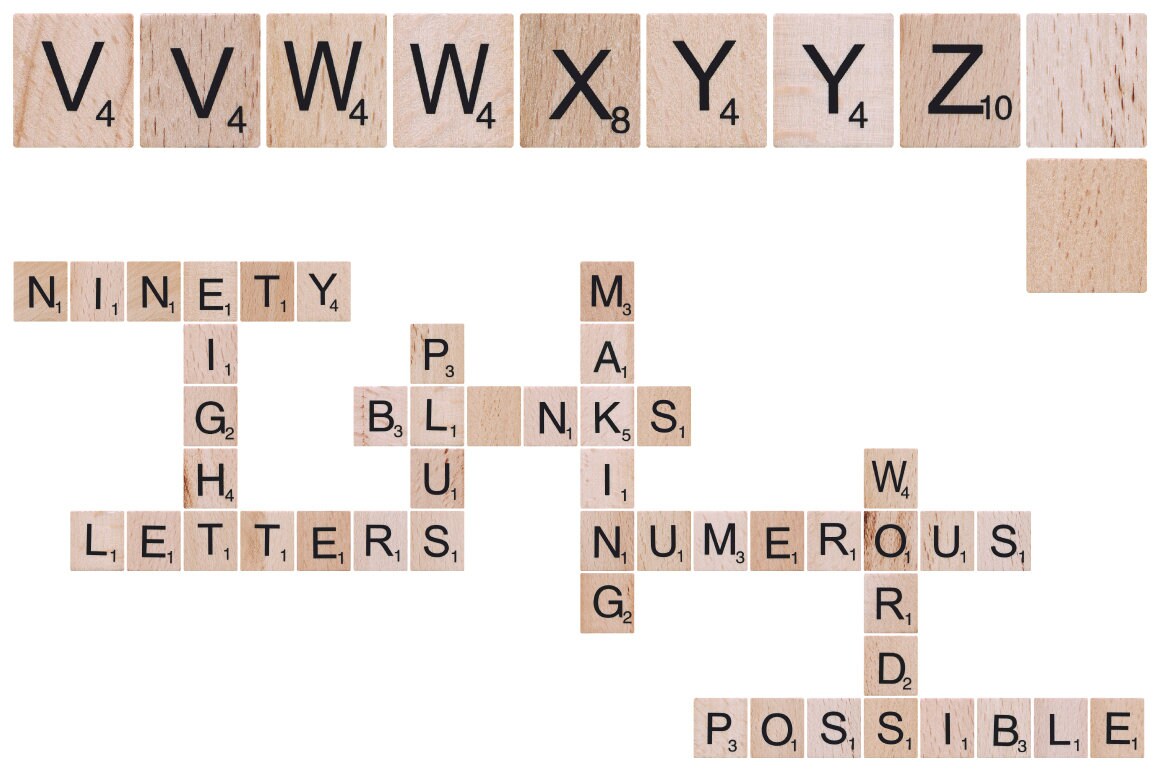100 Digital Scrabble Tiles - Scanned From a Real Vintage Game ...
