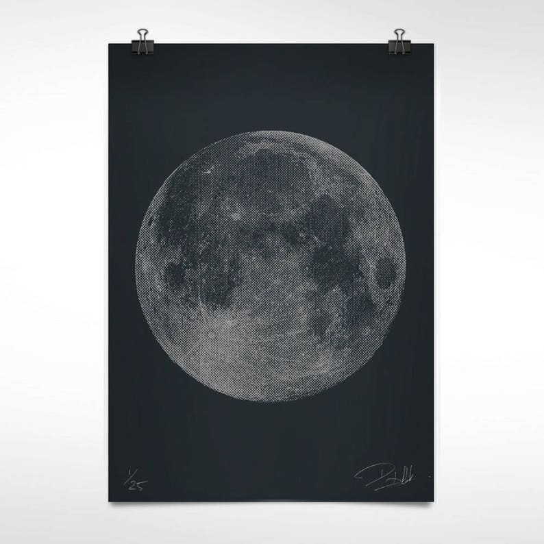 Halftone Silver Moon. Vector, PNG, JPEG. Digital Download. Art, Prints ...