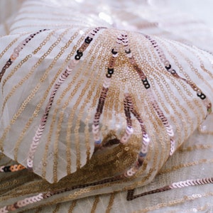 Sequin Mesh Fabric Rose Gold Fabric Geometric Art Deco Pattern 2 YARDS ...