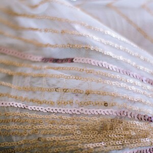 Sequin Mesh Fabric Rose Gold Fabric Geometric Art Deco Pattern 2 YARDS ...