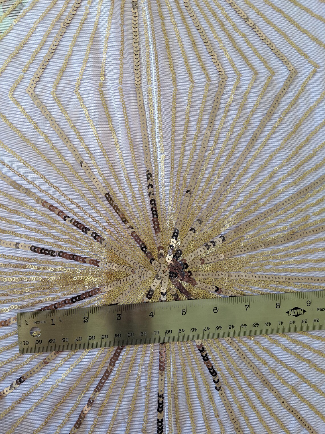 Sequin Mesh Fabric Rose Gold Fabric Geometric Art Deco Pattern 2 YARDS ...