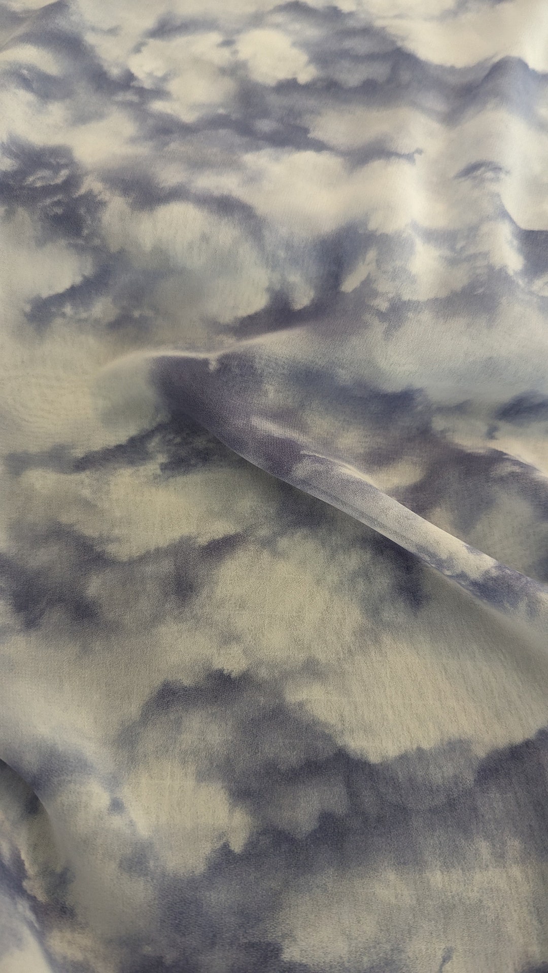 Blue Sky Chiffon Fabric BTY Apparel Fabrics Sheer Cloud Print Apparel ...