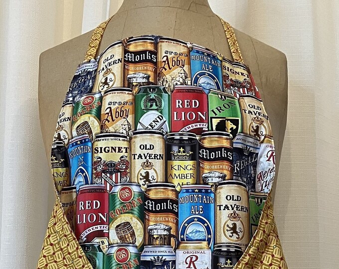 Beer Can Apron Lined W/pockets, Extra Long Ties, One Step Adjustment ...