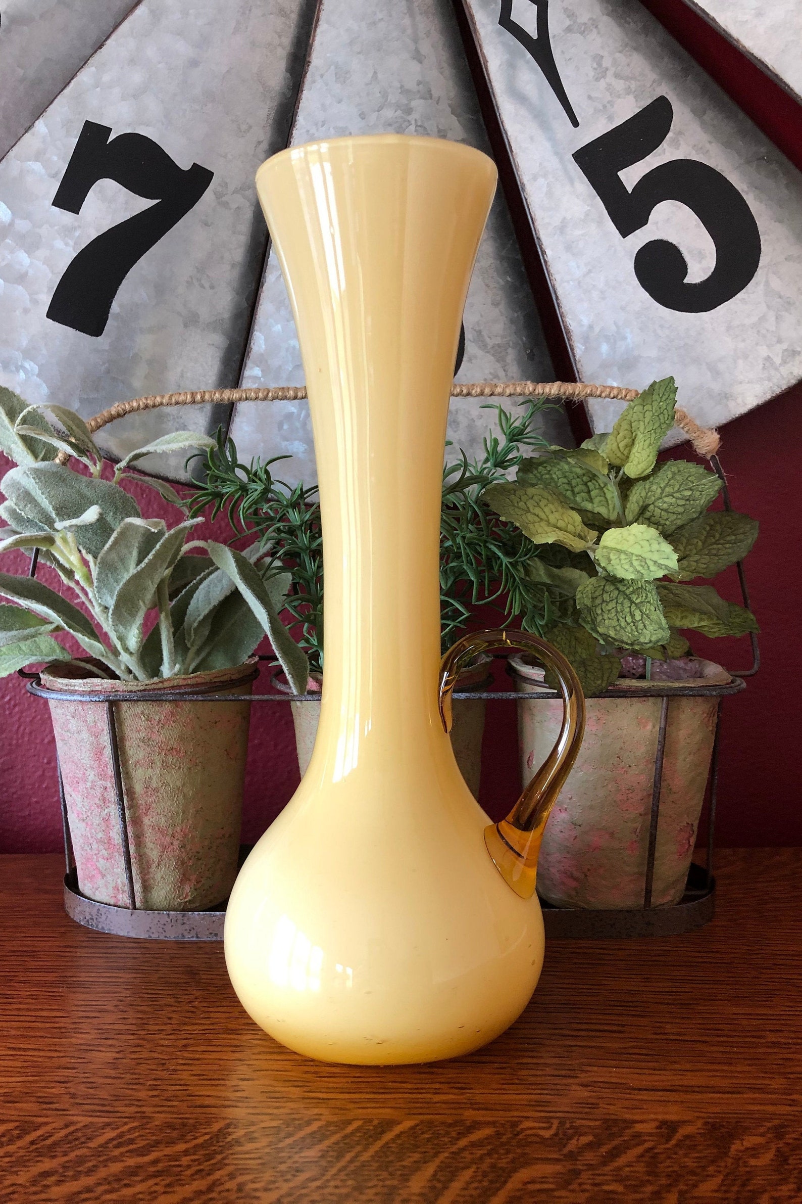Mustard Color Blown Glass 10 Vase With Honey Colored - Etsy