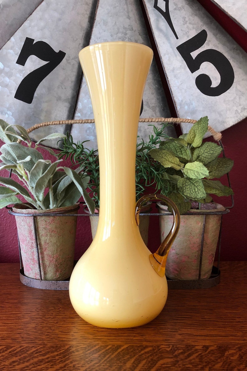 Mustard Color Blown Glass 10 Vase With Honey Colored - Etsy