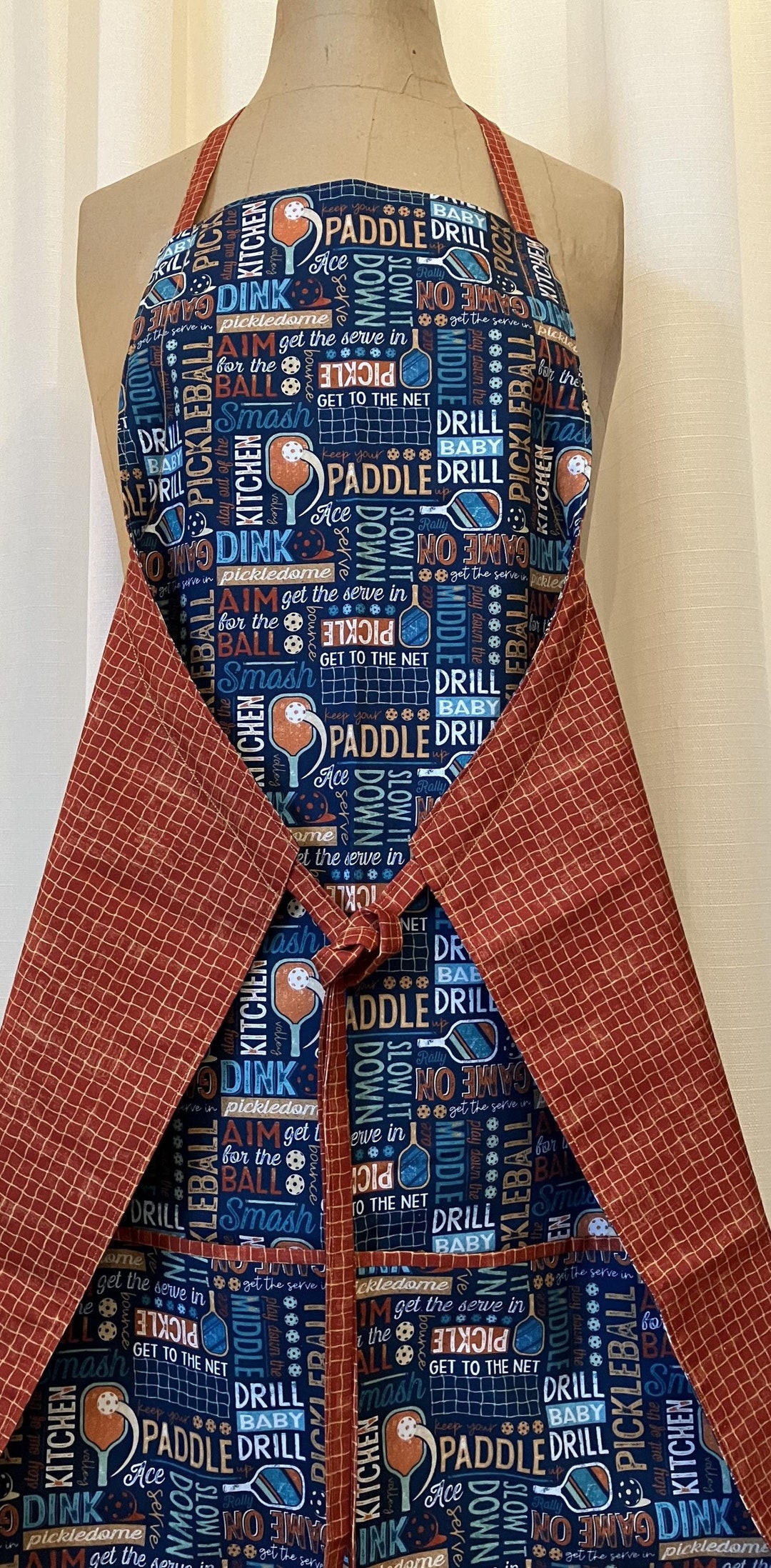 Pickleball Apron Lined W/pockets, Extra Long Ties, One Step Adjust ...