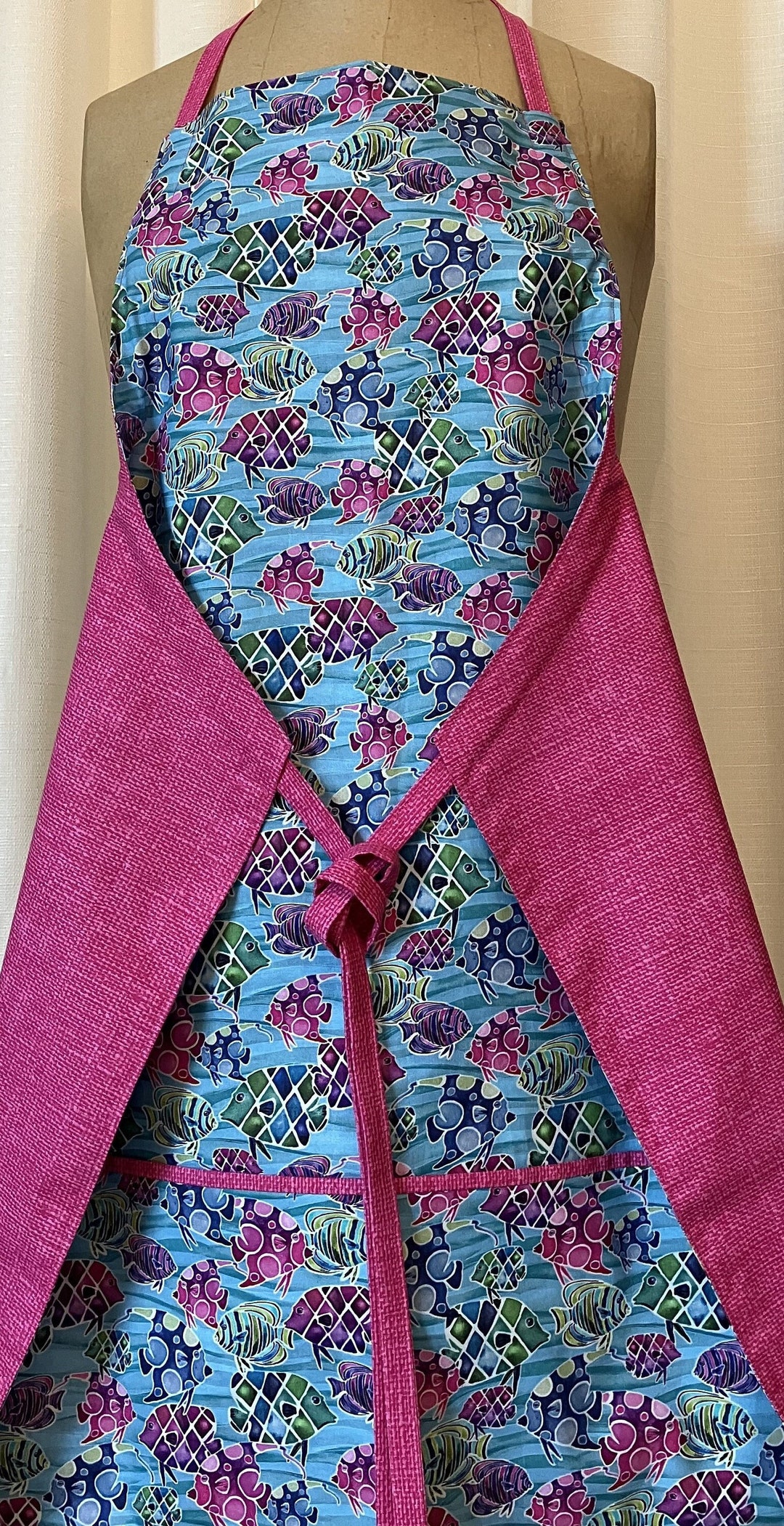 Tropical Fish Apron Lined One Strap Adjustment. Fully Lined. Pockets ...