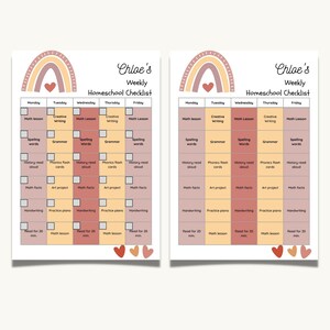 Editable Weekly Homeschool Checklist | Rainbow Boho Homeschool ...