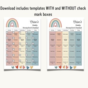 Editable Weekly Homeschool Checklist | Rainbow Boho Homeschool ...