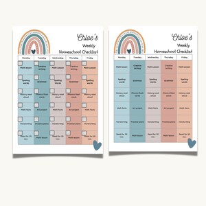 Editable Weekly Homeschool Checklist | Rainbow Boho Homeschool ...
