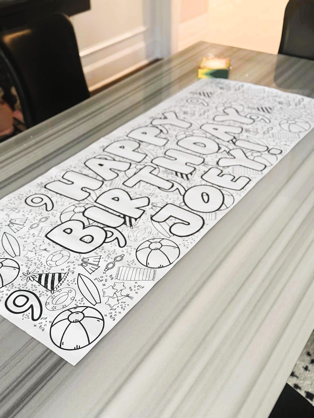 Coloring Table Runner for Kids Birthday Party, Coloring Table Cover ...