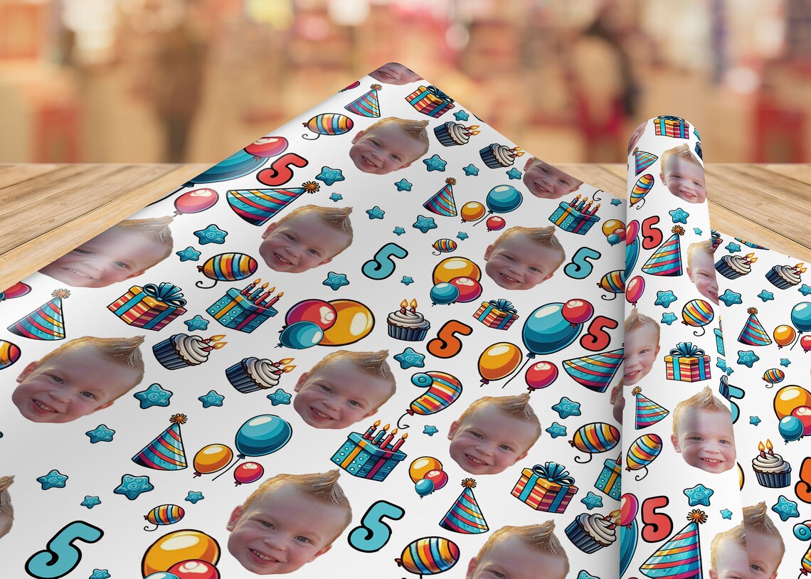 Custom Photo Birthday Wrapping Paper, Personalized Name Gift Wrap - Etsy