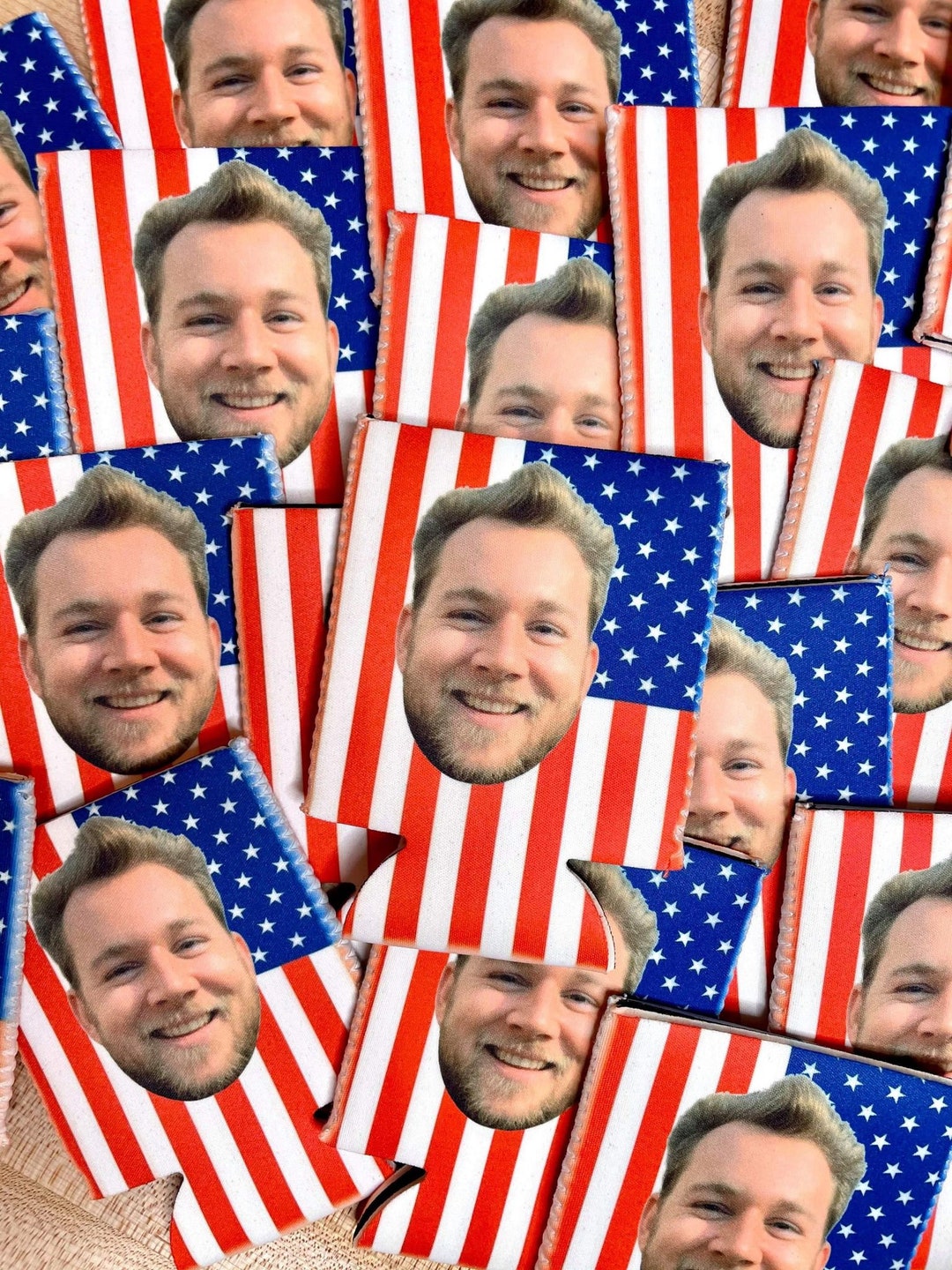 Custom Face Cooler, Photo Can Holder, Personalized Gift, USA Party ...