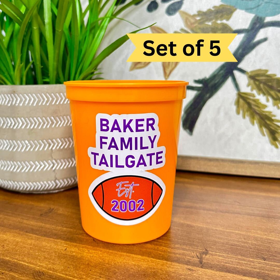 Set of 5 Personalized Stadium Cups, Game Day Cups, Tailgate Cups ...