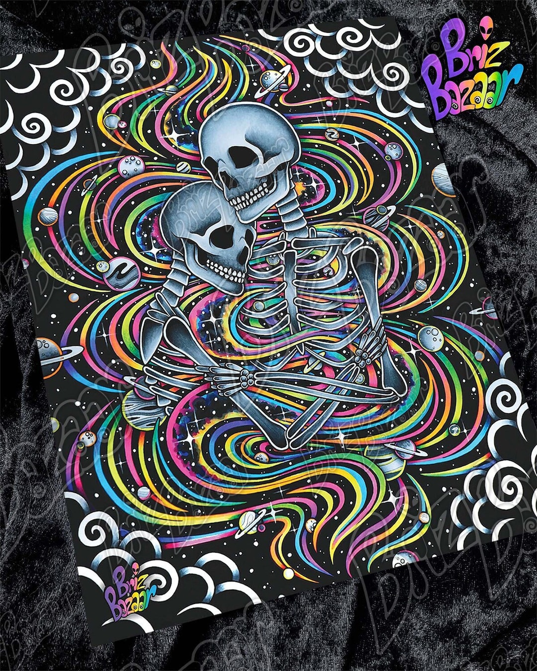 Skeleton Art / Trippy Skeleton Art Print / Giclée Art Print of Cosmic ...