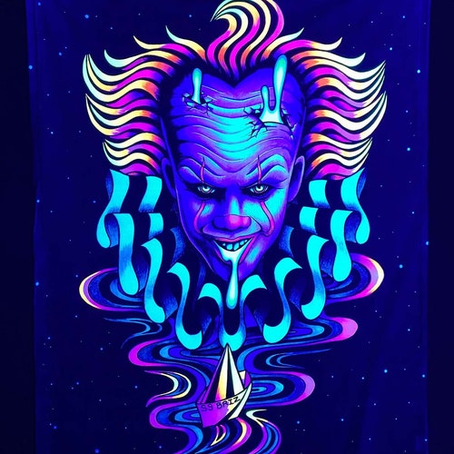 Blacklight Horror Tapestry / UV Reactive Horror Art / Trippy - Etsy