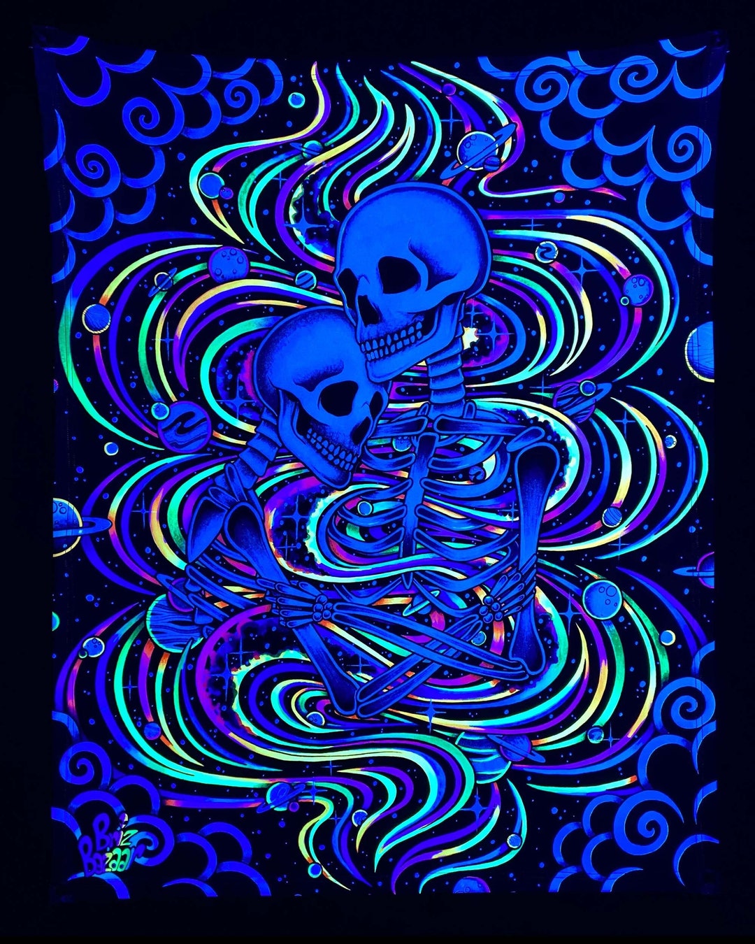 Blacklight Reactive Tapestry / UV Reactive Wall Art / Spiritual Art ...