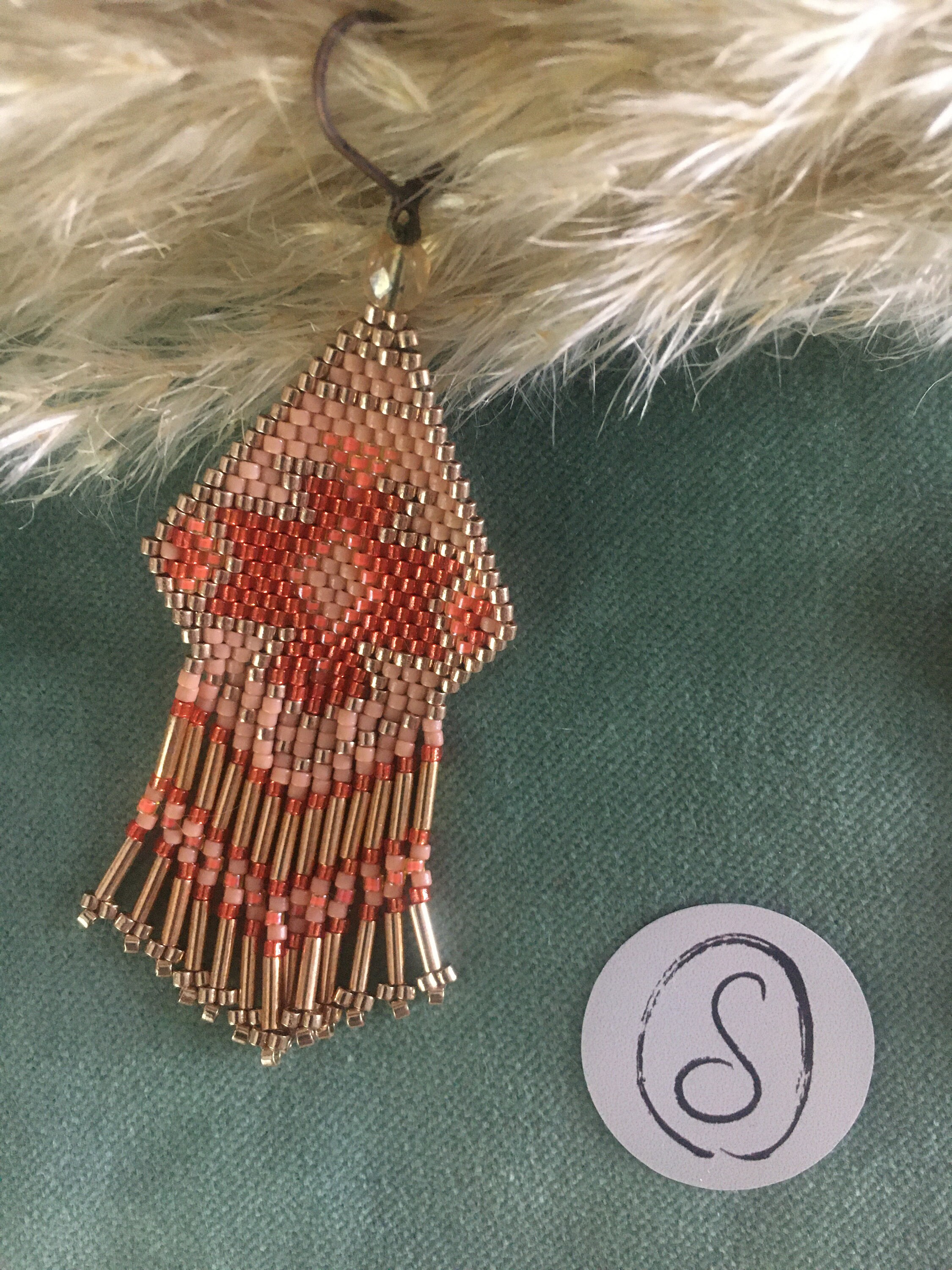 Ethnic Cheyenne Style Earrings in Coral and Gold Pink Tones - Etsy