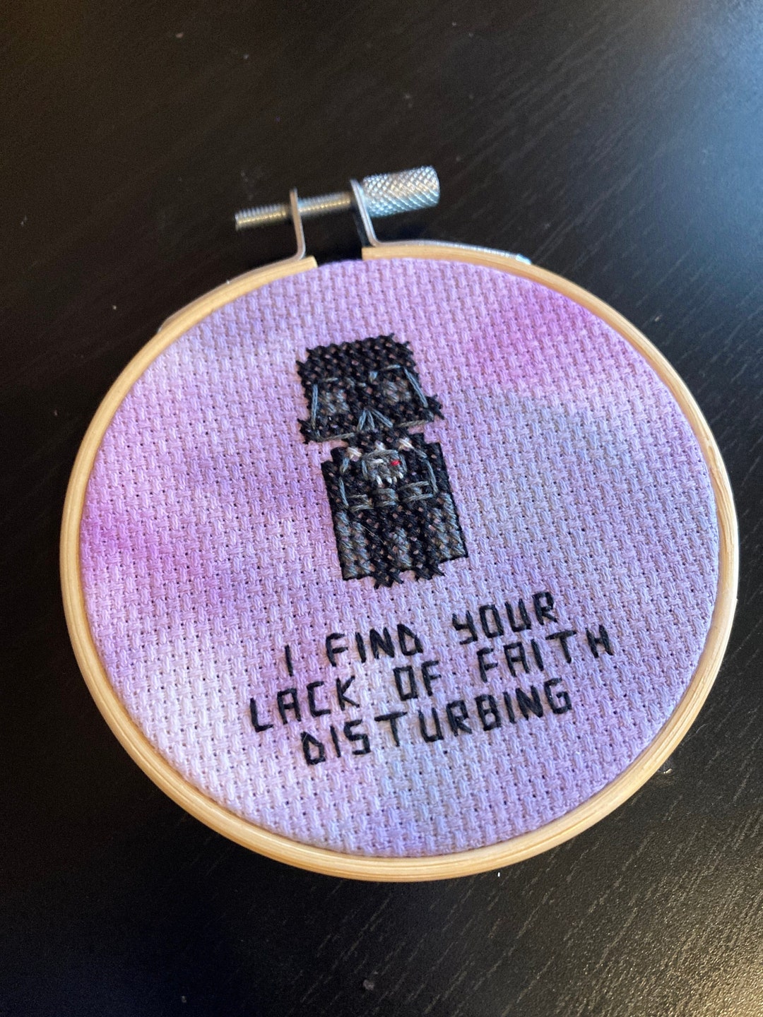 Darth Vader Cross Stitch Ornament: Hand-dyed Fabric, 3" Hoop - Etsy