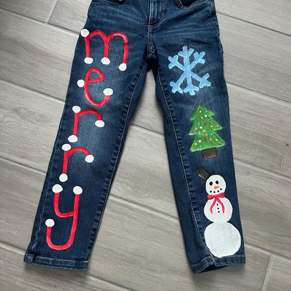 Christmas Jeans - Etsy