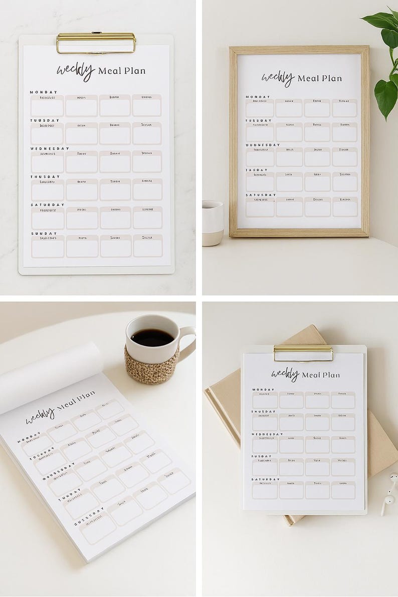 Meal Planner Printable, Weekly Food Diary, Meal Tracker, Food Journal ...