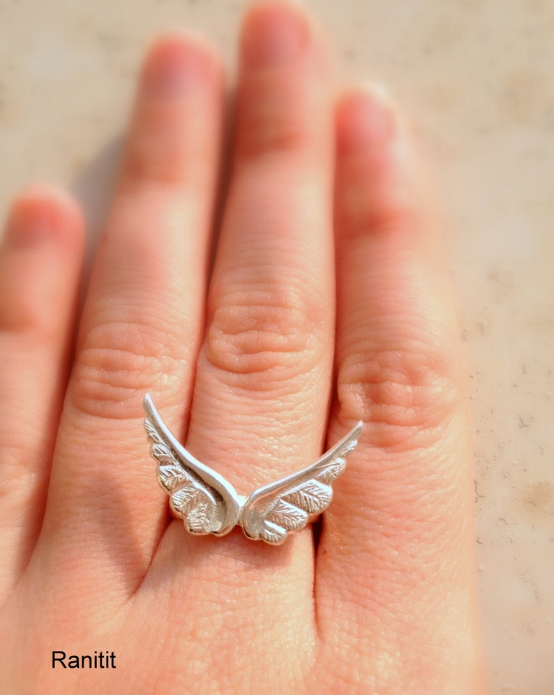 Angel Wing Ring Sterling Silver / Handmade Ring / Feather Ring / Angle ...