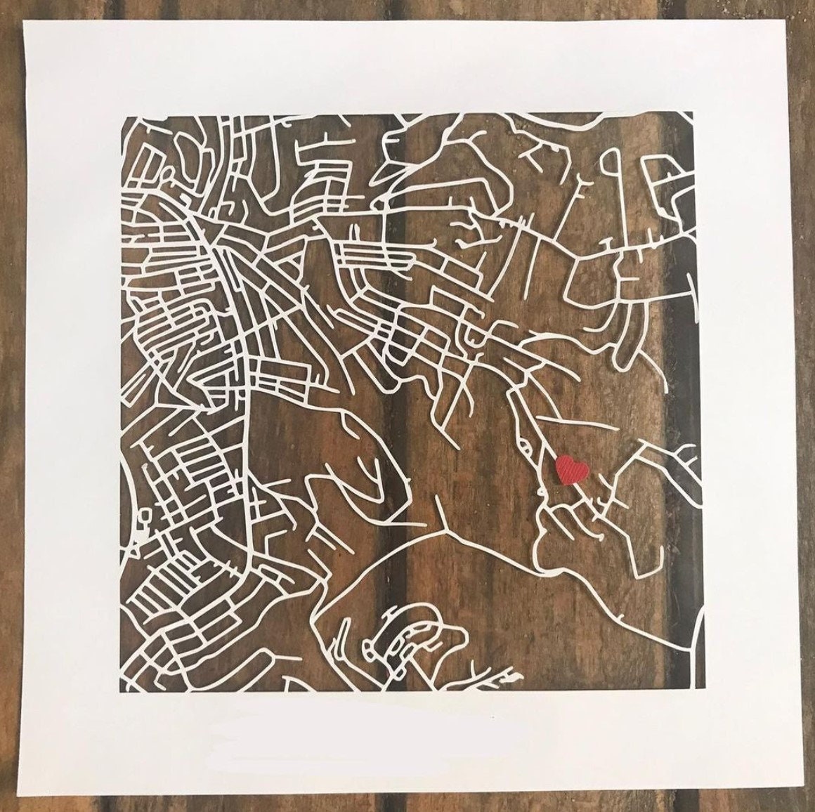 Custom Neighborhood or City Cut Map - Square (8x8) - Etsy