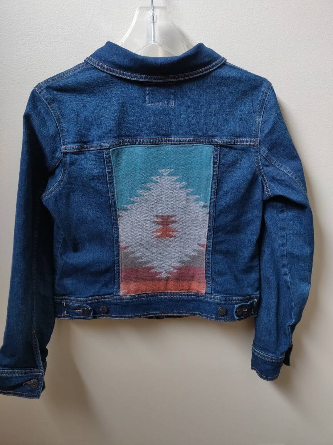 Boho Denim Jacket: Tribal Print Insert, Women's Size M - Etsy