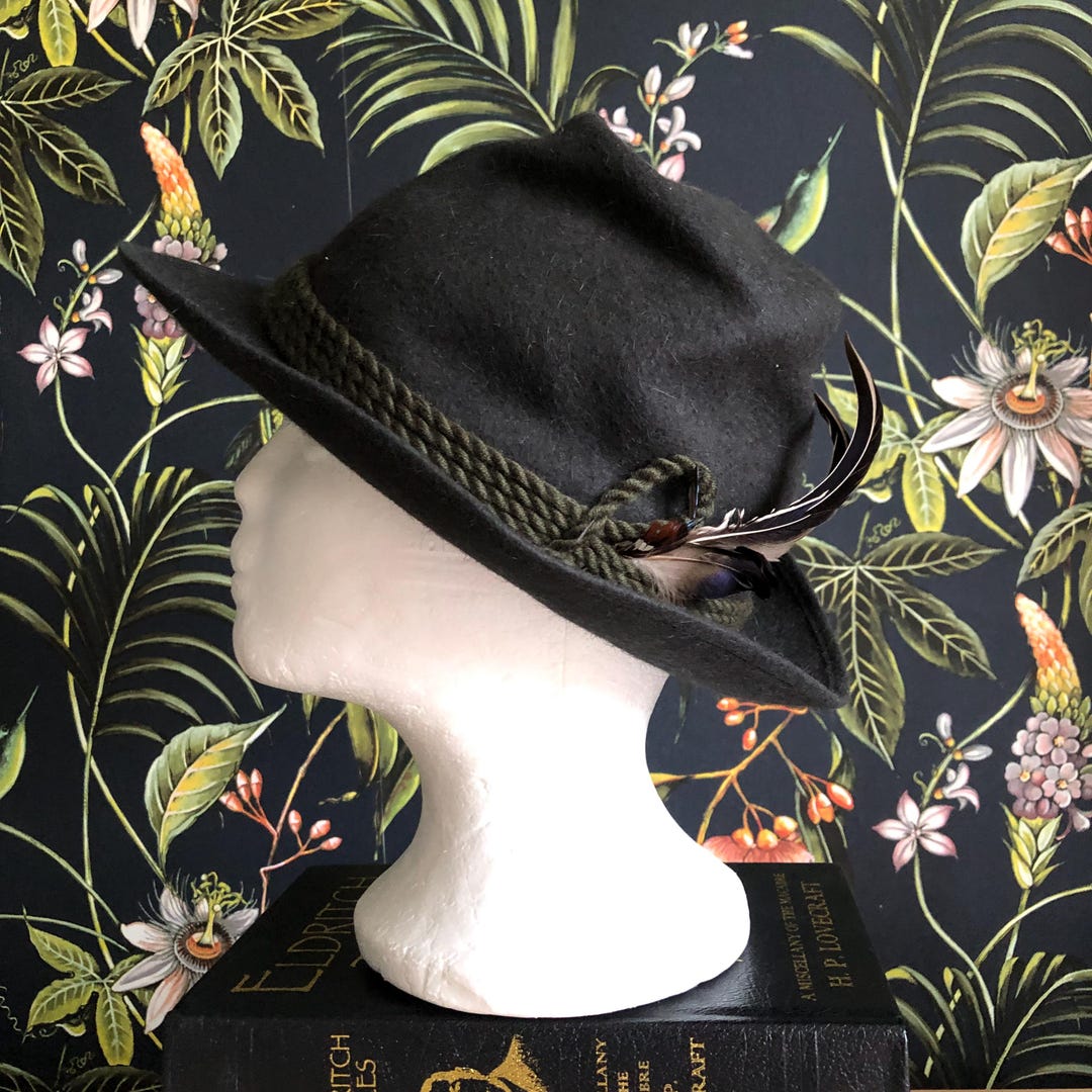 Vintage Real Austrian German Tyrolean Hat Alpine Hiking Hubertus Brand ...