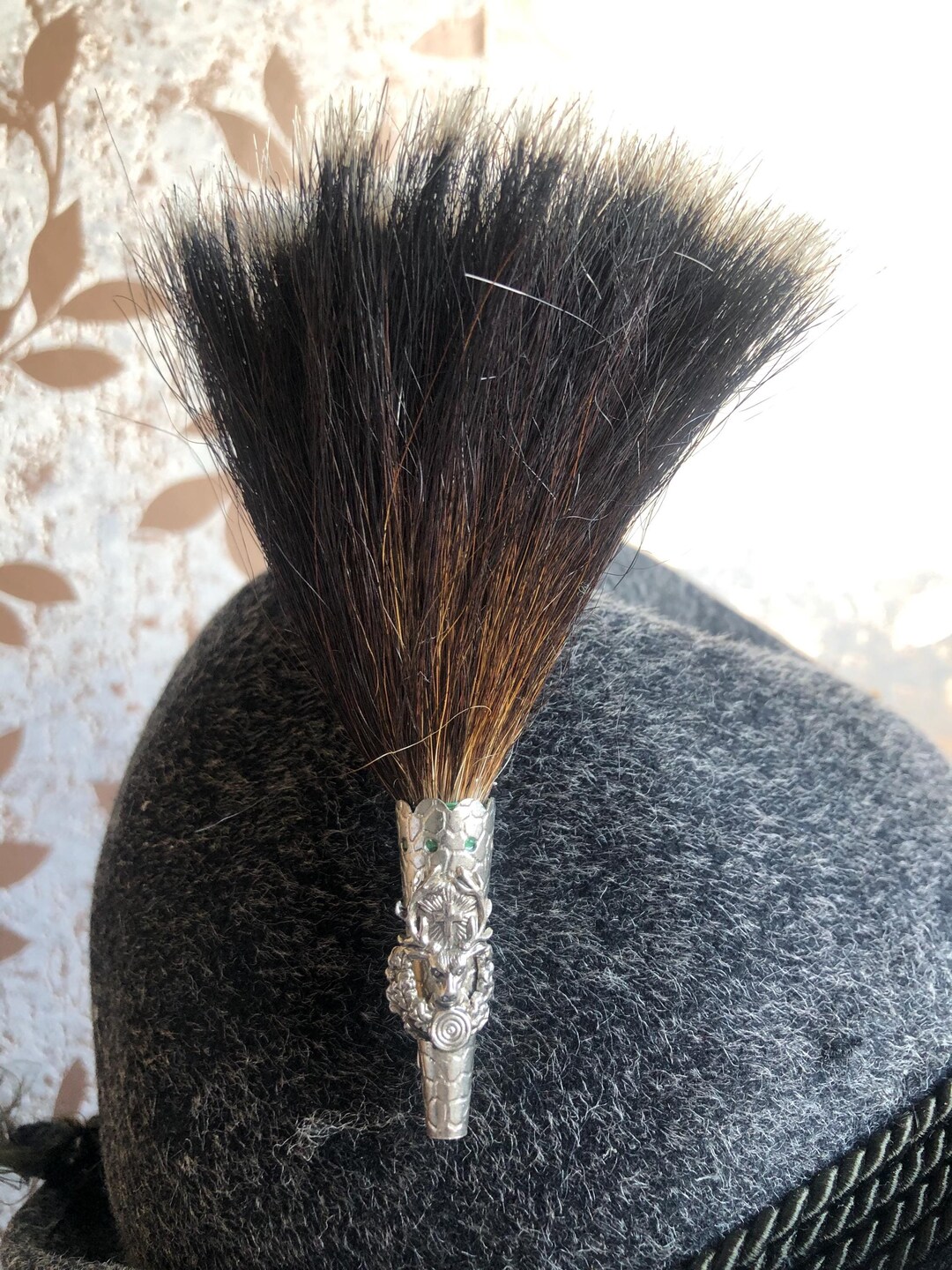 Vintage Real Bavarian Trophy Hat Pin - Deer Hair With Symbol of Saint ...