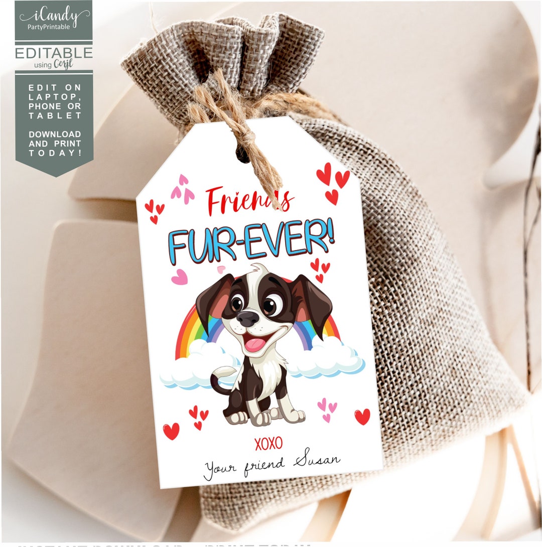 Fur-ever Gift Tag for Kids, Birthday Treat Tag, Friends Fur-ever ...