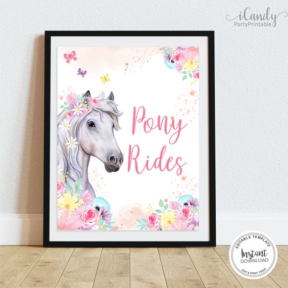 Pony Ride Sign, Horse Birthday Party, Horse Birthday Sign, Editable ...