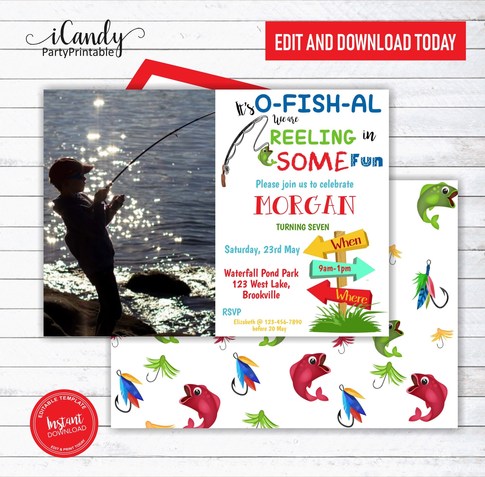 Fishing Birthday Invitation Gone Fishing Invitation - Etsy