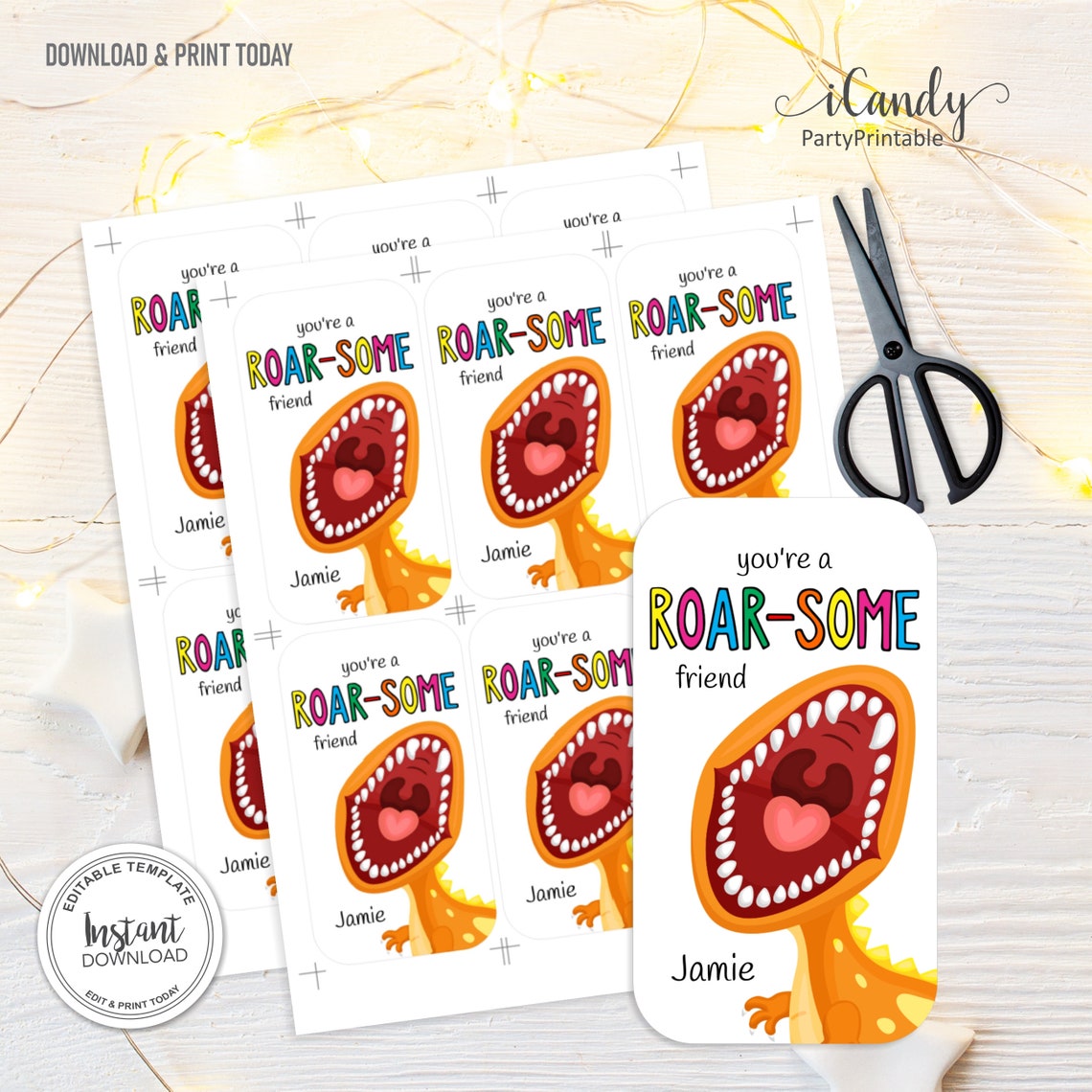 Dinosaur Birthday Party Printable Gift Tags Dinosaur Cards or | Etsy