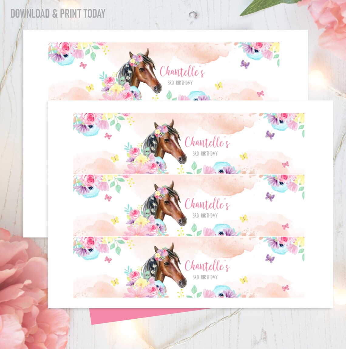 Horse Bottle Label Editable Water Bottle Labels Horse | Etsy