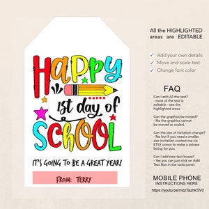 Teacher's Printable Tags for First Day of School, Welcome Back to ...