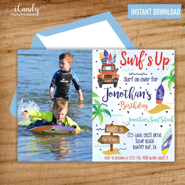 Surfing Invitation - Etsy