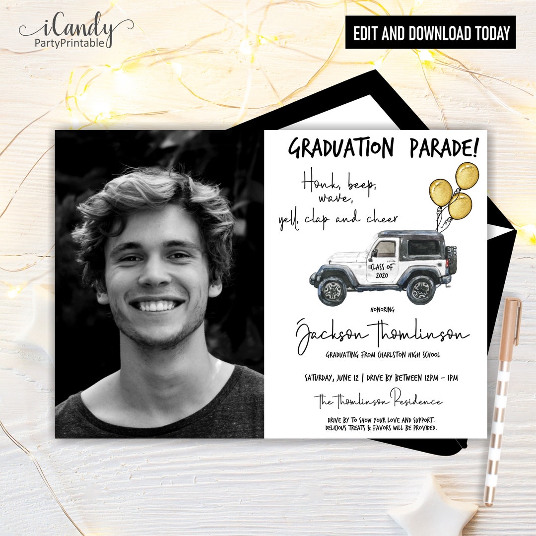 Graduation, Car Parade Invitation, Drive By Graduation Parade, Parade ...