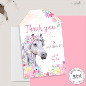 Horse Birthday Party Favor Tags, Thank You Tag, Girl Horse Party ...