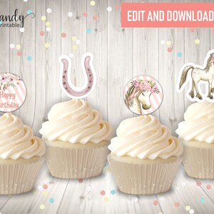 Cupcake Toppers, Horse Party Tags, 2" Circle Toppers, Pony Party ...