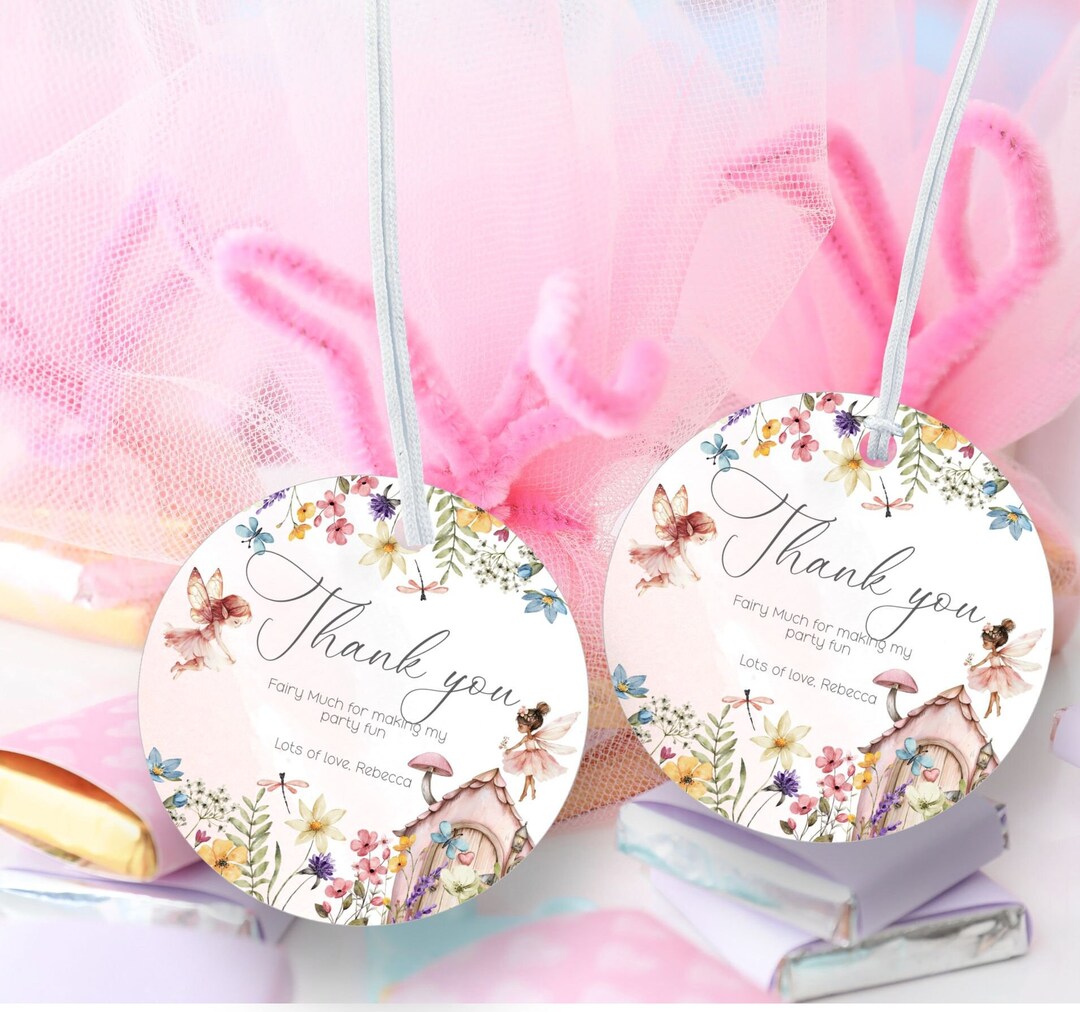 Editable Fairy Birthday Party Favor Tag, Whimsical Fairies Goodie Bag ...