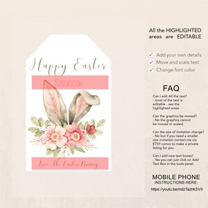 Printable Easter Bunny Treat Tags, Easter Classroom Gift Tags, Editable ...