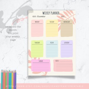 Weekly Planner Printable, Weekly Schedule, Week at a Glance, Weekly ...