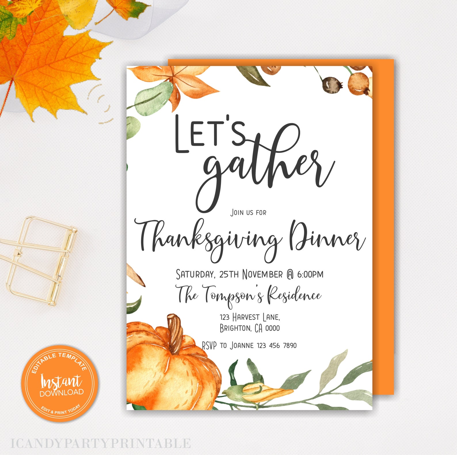 Thanksgiving Invitation Friendsgiving Invitation - Etsy