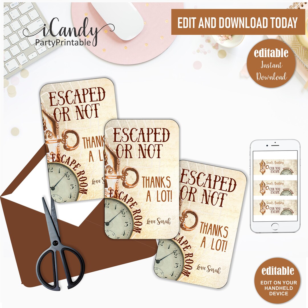 Escape Room Thank You Tags, Escape Room Game, Escape Room Party ...