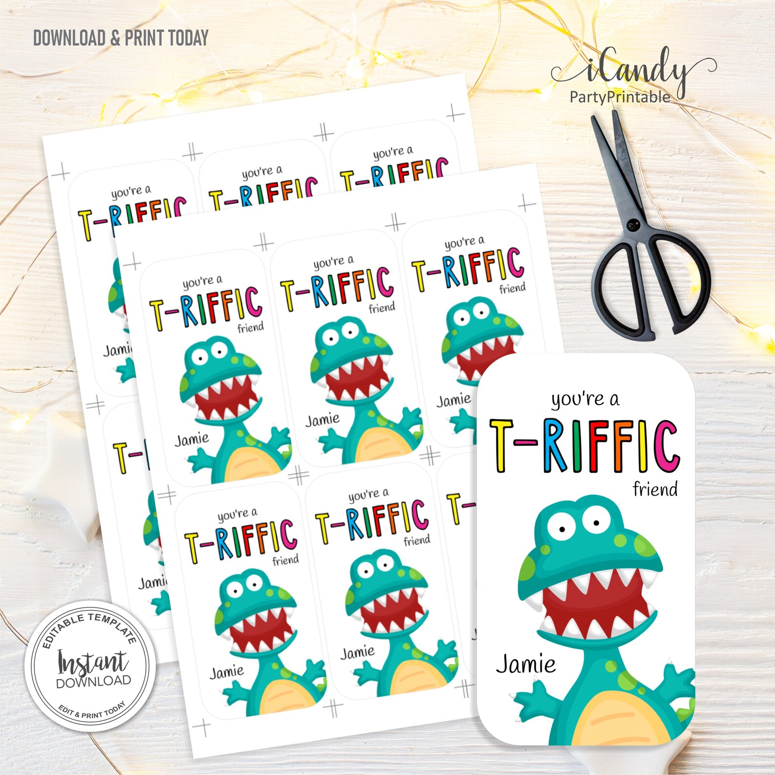 Dinosaur Birthday Party Printable Gift Tags Dinosaur Cards or | Etsy
