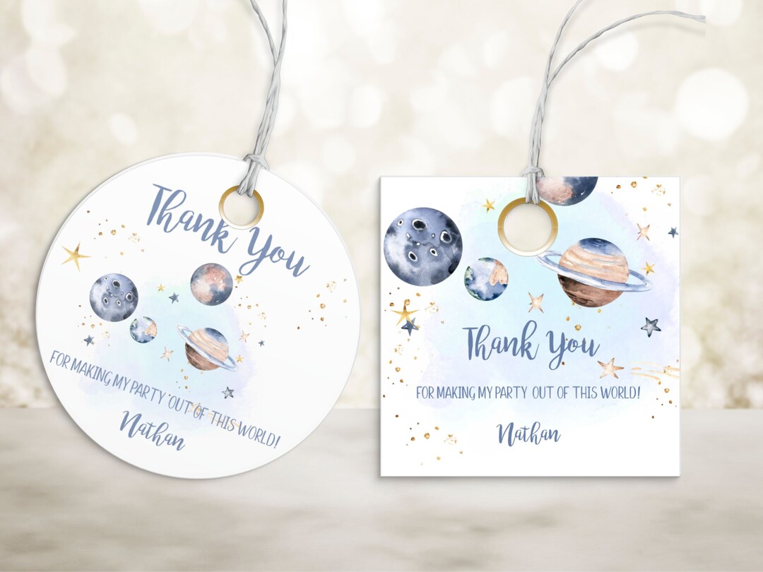 Outer Space 1st Birthday Favor Tags for Boys, First Trip Around the Sun ...
