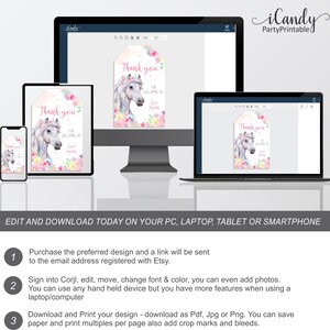 Horse Birthday Party Favor Tags, Thank You Tag, Girl Horse Party ...