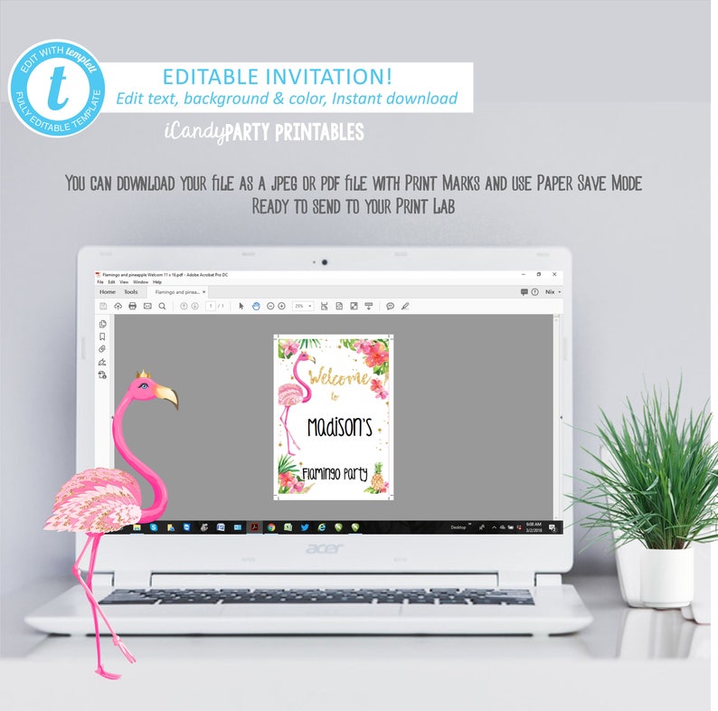 Flamingo Welcome Poster Flamingo Welcome Sign Flamingo 11x16 | Etsy