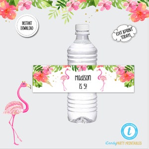 Flamingo Bottle Labels, Flamingo Printable Labels, Pink Flamingo Labels ...